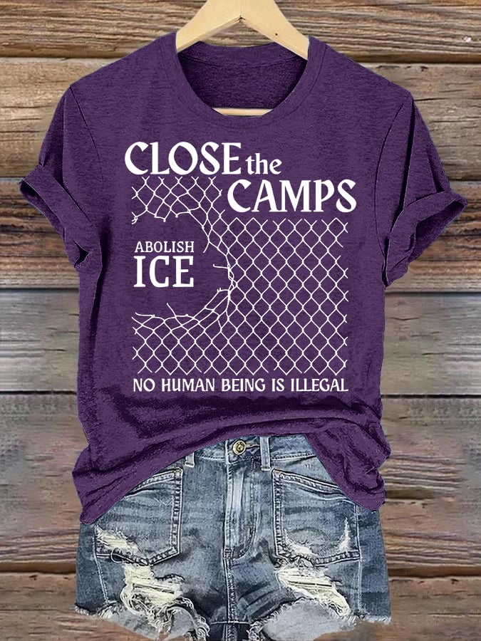 Women's Abolish ICE Close The Camps Print T-Shirt – Present Malls