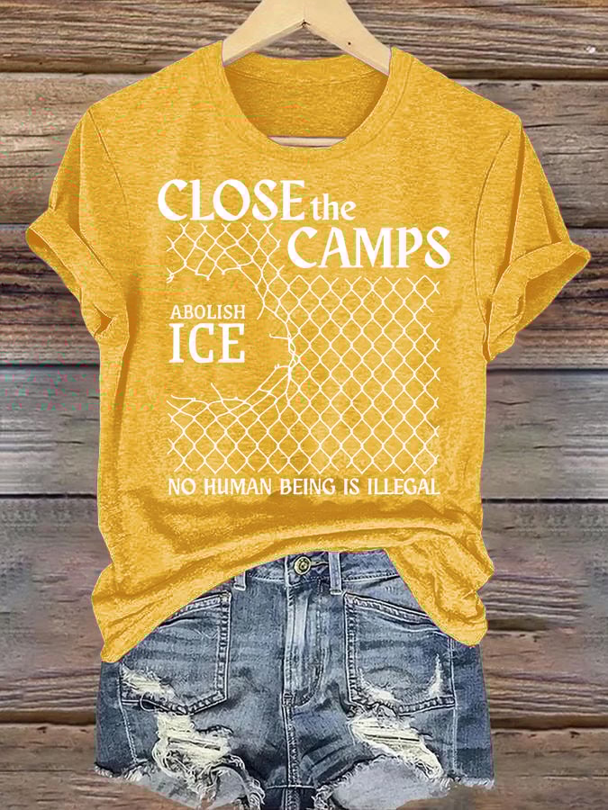 Women's Abolish ICE Close The Camps Print T-Shirt – Present Malls