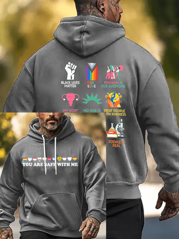 Men's You are safe with me Print Hoodie – Present Malls